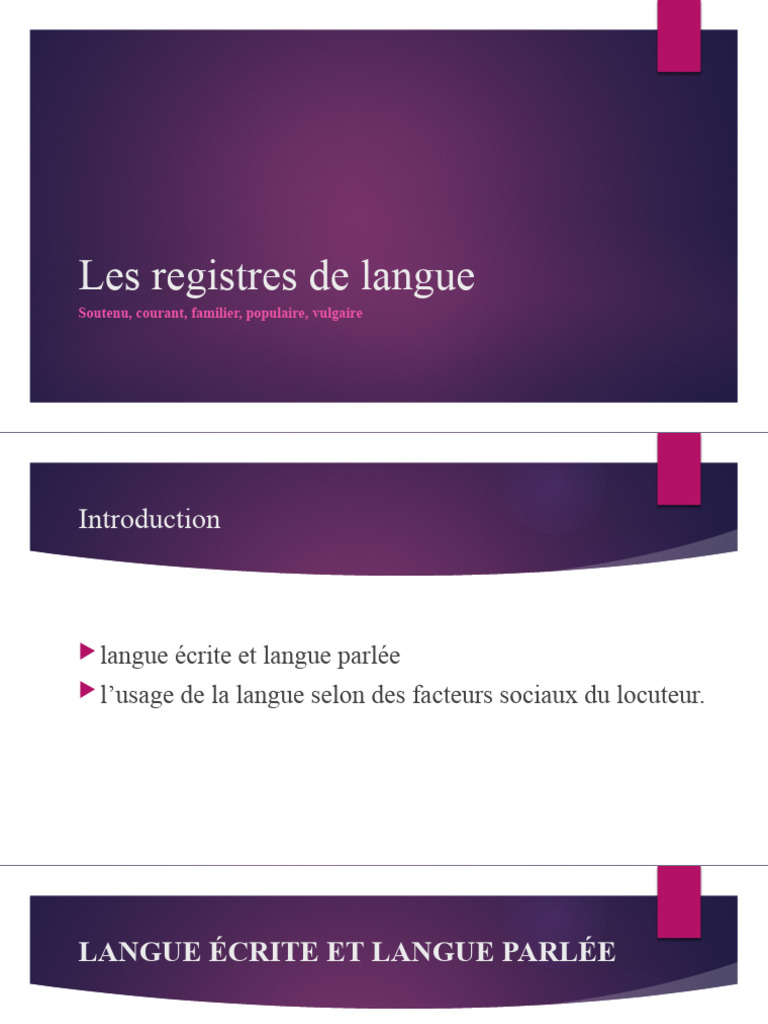 Les Registres de Langue 256 | PDF | Linguistique | Communication humaine