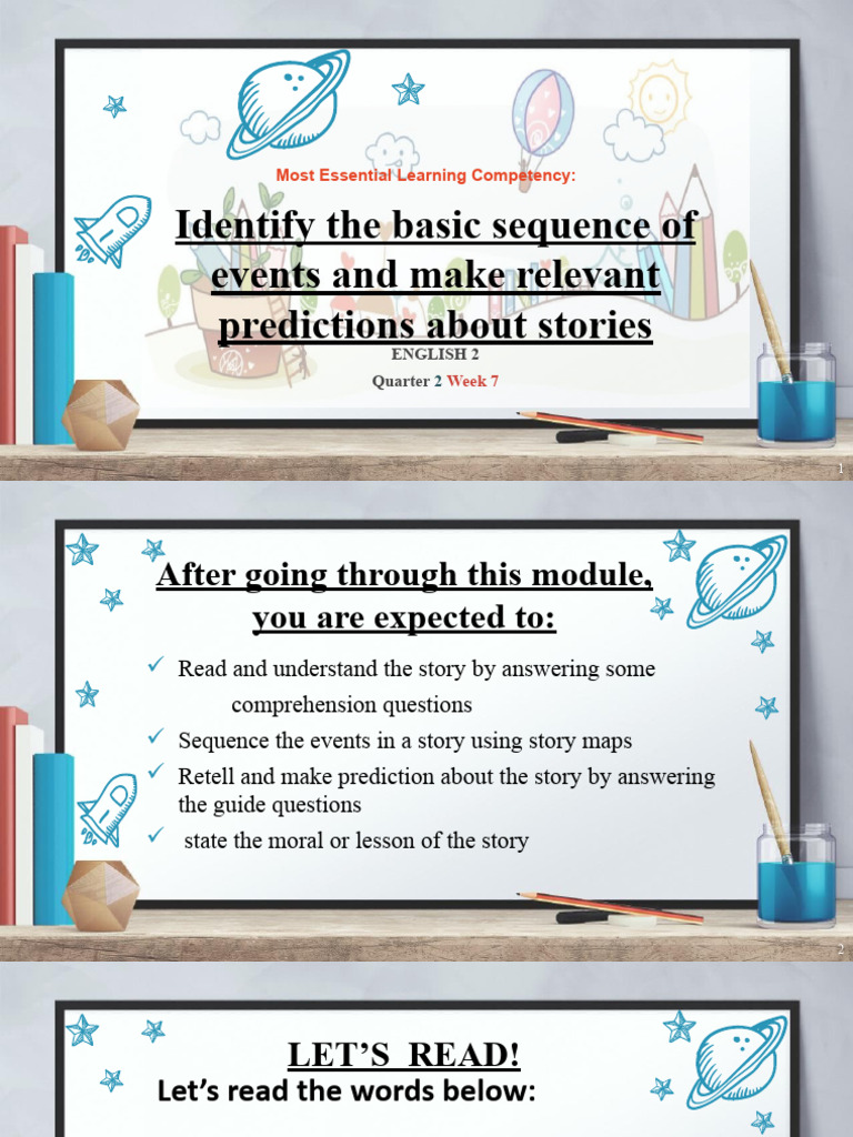 Q2 English 2 Week 7 Module 7 Sequencing of Events | PDF | Goldilocks And The Three Bears ...