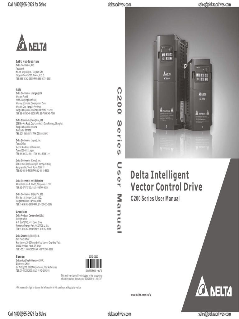 Delta VFD C200 User Manual | PDF | Electric Motor | Alternating Current