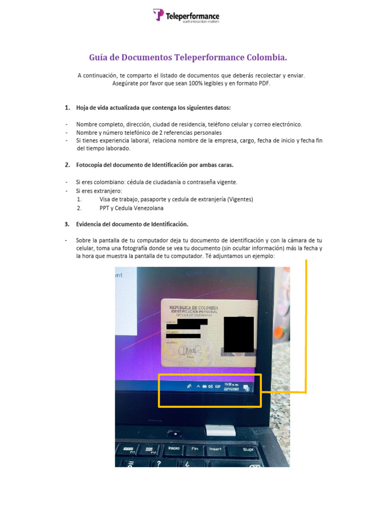Guía Documentación Teleperformance 2023 Actualizado | PDF