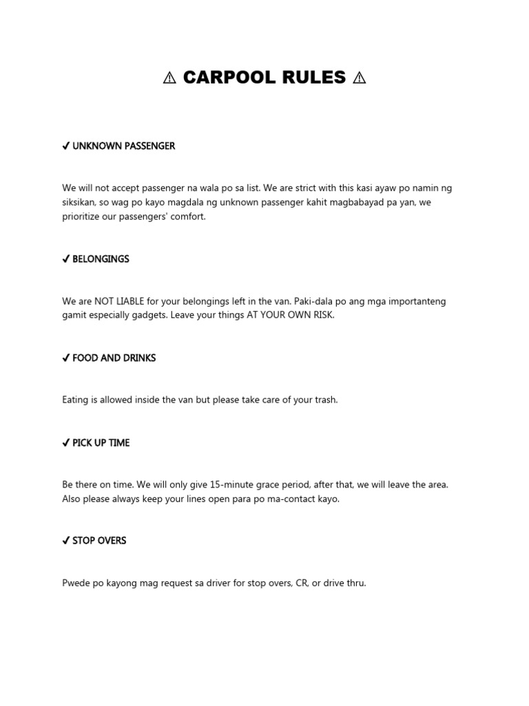 Carpool Rules | PDF