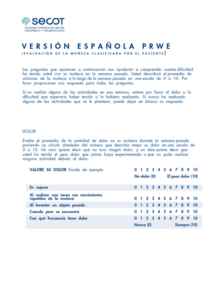 Versión Española PRWE | PDF
