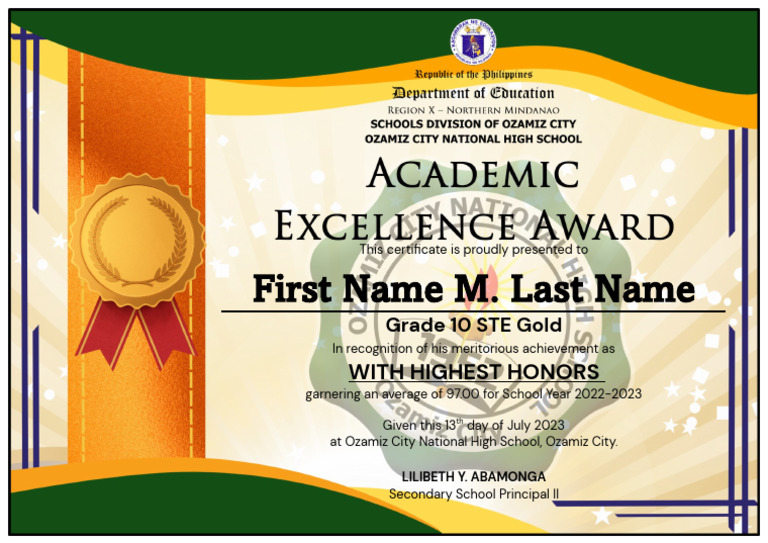 Certificate For Honor Students Approved Layout | PDF