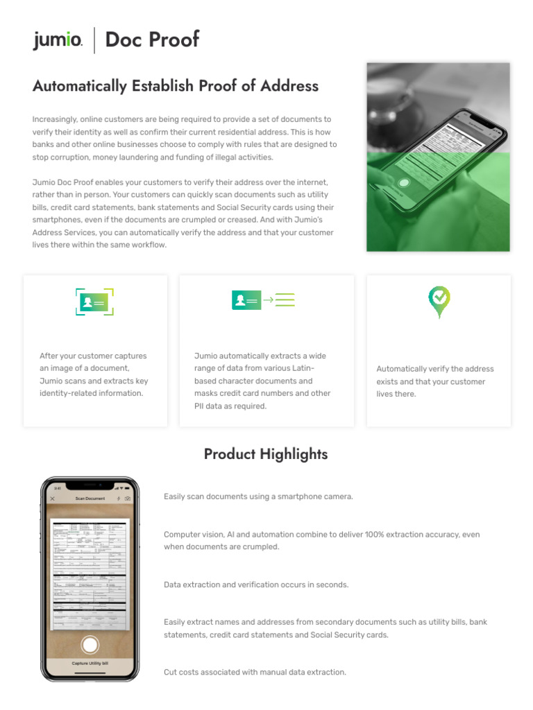 Jumio Doc Proof: Identity Verification Solutions | PDF | Money Laundering | Credit Card