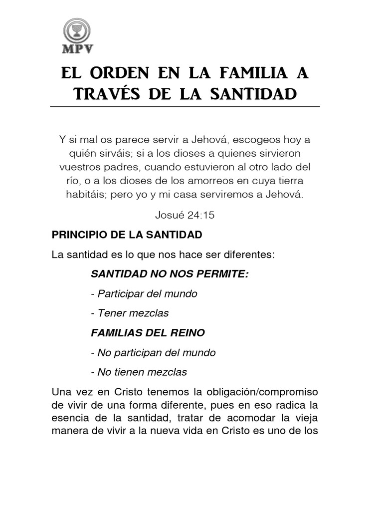 El Orden en La Familia A Través de La Santidad | PDF | Cristo (título) | Creencia religiosa y ...