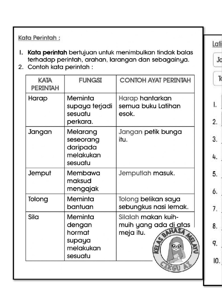 Kata Perintah Tahun 1 | PDF