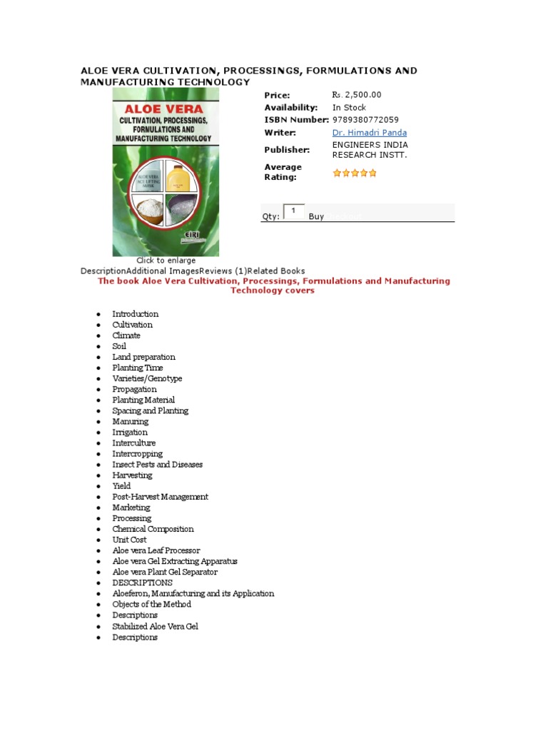 Aloe Vera | PDF | Pharmaceutical Formulation | Topical Medication