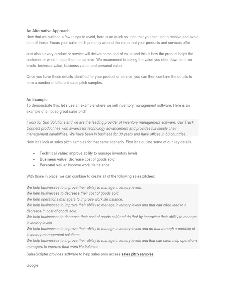 Sales Speech - Sales Pitch | PDF