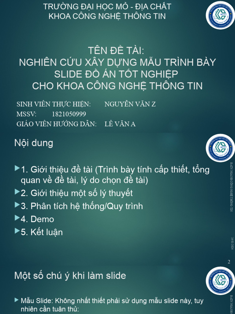 Mau Trinh Bay Slide DATN - Khoa CNTT | PDF