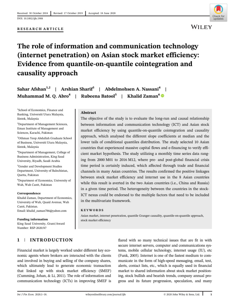 The Role of Information and Communication Technology (Internet ... The Role of Information and Communication Technology (Internet ...