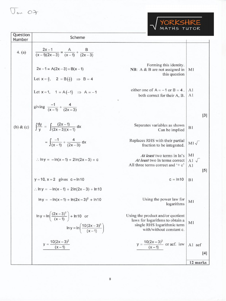 Partial Fractions Answers | PDF