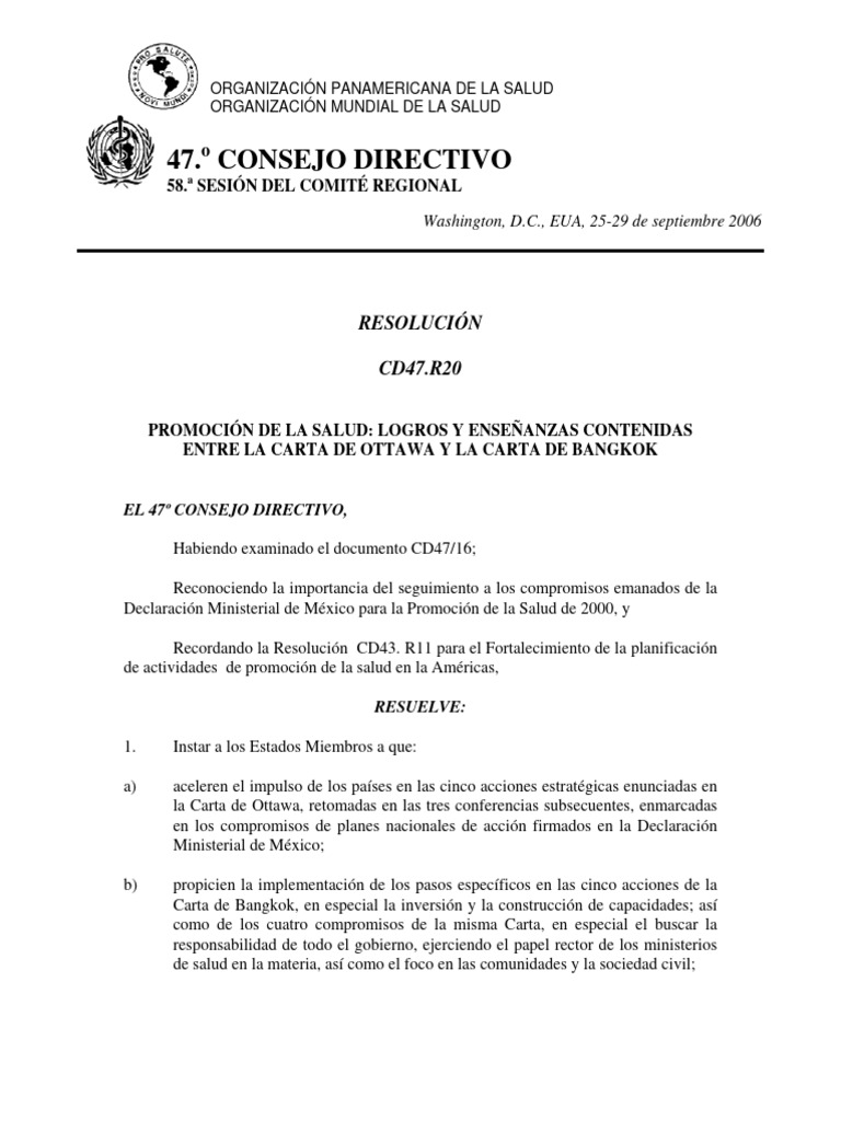 Promocion de Salud Carta de Otawa | PDF | Promoción de la salud Promocion de Salud Carta de Otawa | PDF | Promoción de la salud
