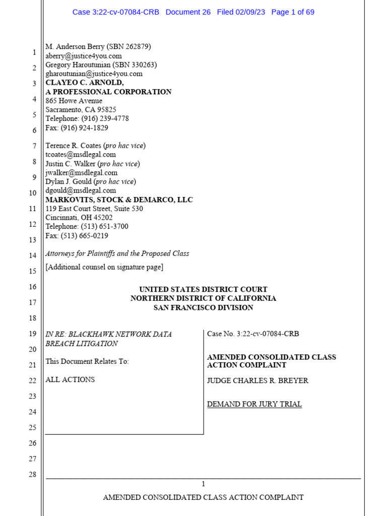 Amended Consolidated Class Action Complaint | PDF | Identity Theft ...