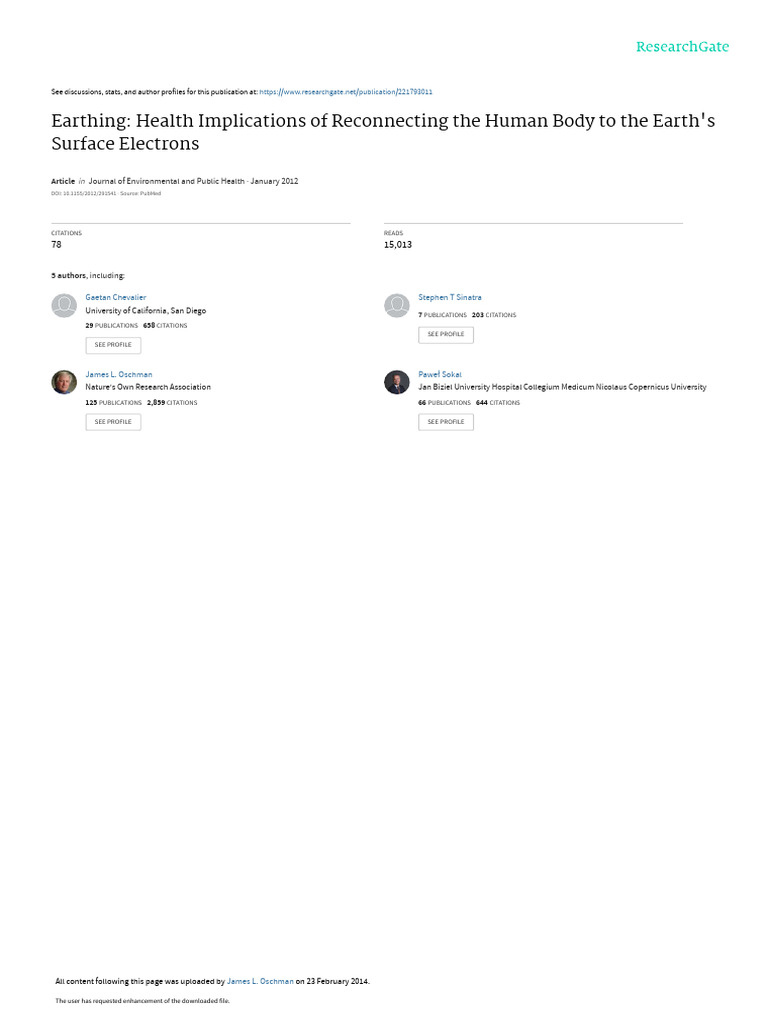 Earthing - Health Implications of Reconnecting The Human Body | PDF ...