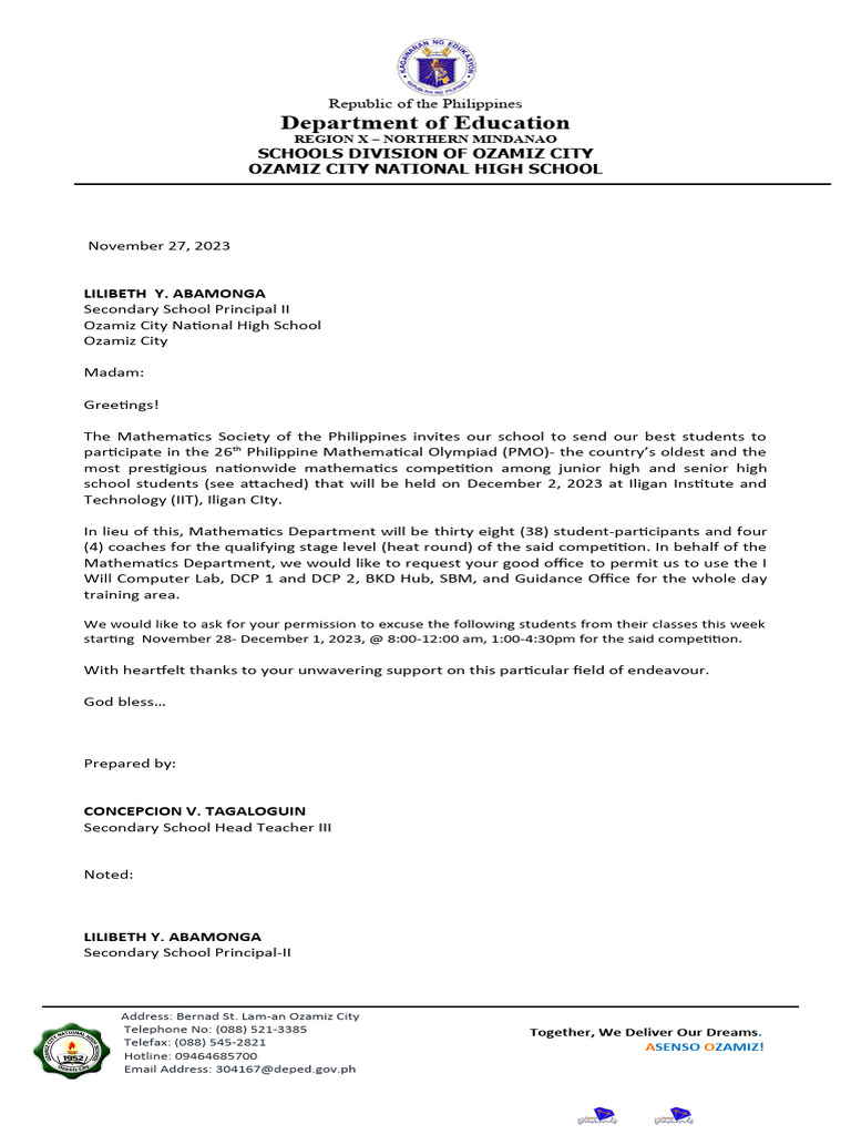 Letter PMO 2023 | PDF