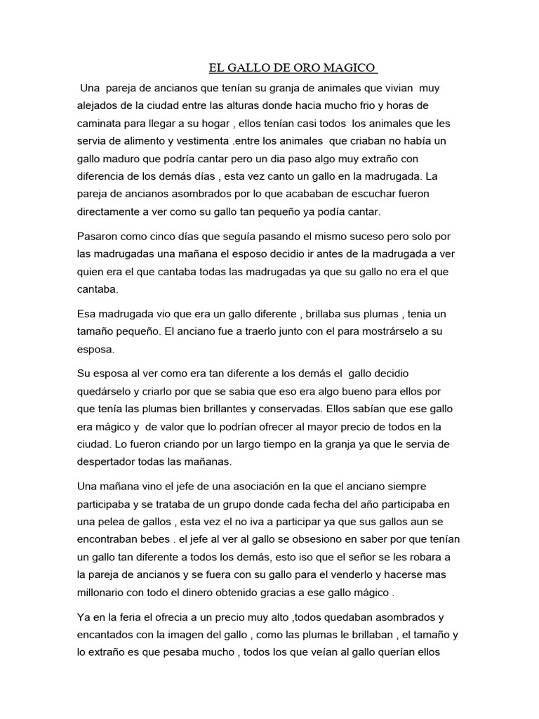 El Gallo de Oro Magico | Descargar gratis PDF | Pollo