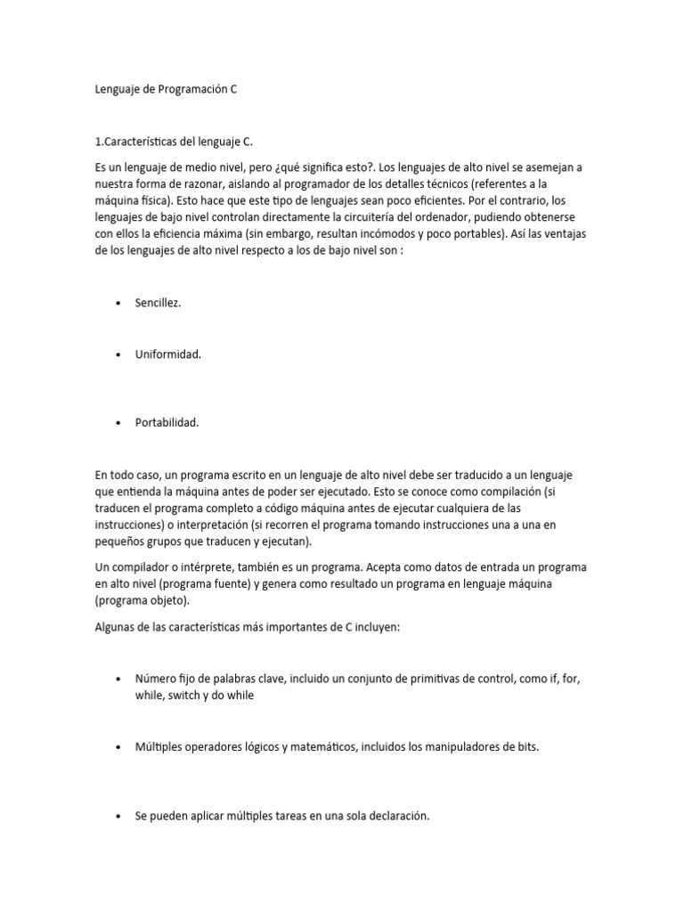Lenguaje de Programación C (María Guadalupe Uc Jerónimo 2°) | PDF | C ...