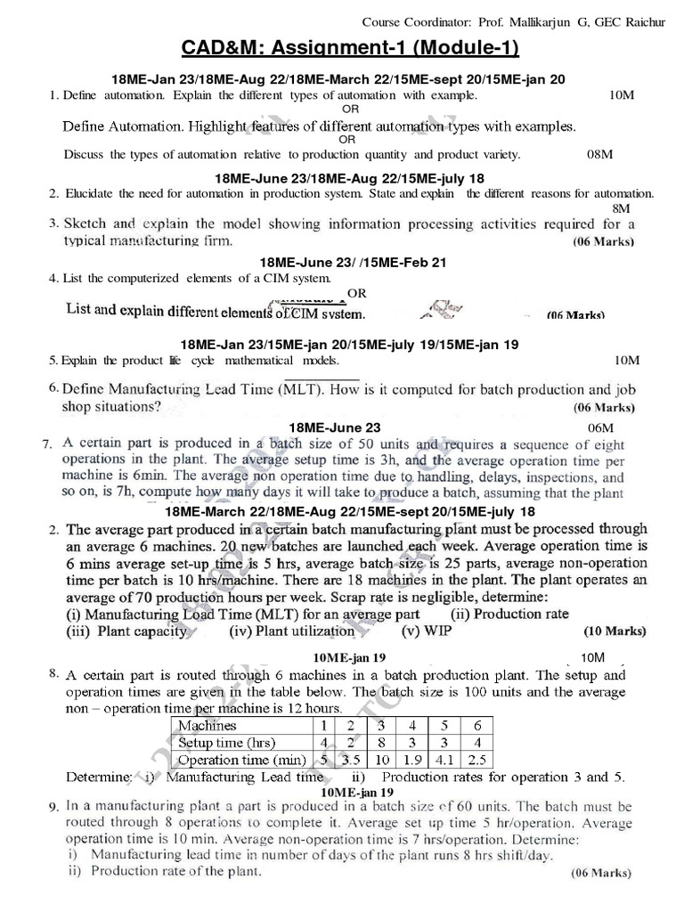 CADM-Assignments (All 5 Modules) | PDF | Numerical Control | Secondary ...