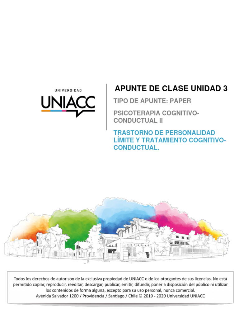 Apunte-2 - U3. TRASTORNO DE PERSONALIDAD LÍMITE Y TRATAMIENTO COGNITIVO ...