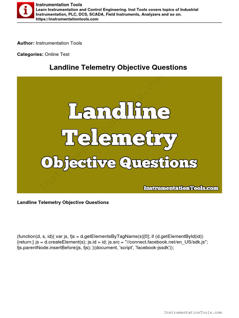 Landline Telemetry Objective Questions | PDF | Computer Engineering ...