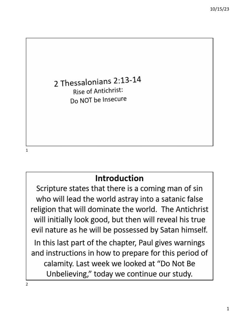 10 - 15 - 23 2 Thess 2 - 13 14 | PDF | Salvation | Jesus