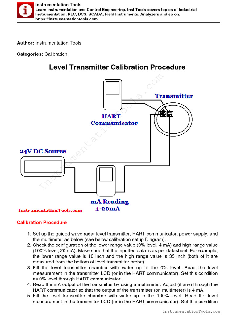 Level Transmitter Calibration Pdf Instrumentation Calibration