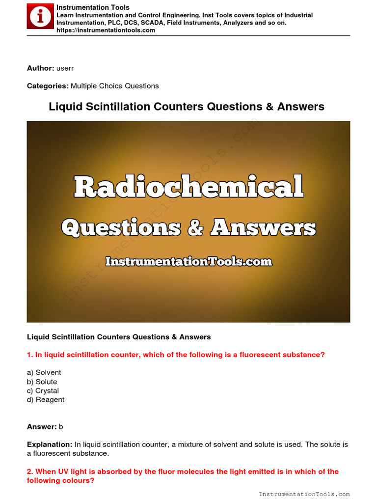 Liquid Scintillation Counters Questions Answers | PDF | Fluorescence | Atomic
