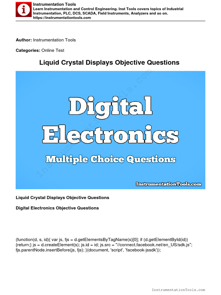 Liquid Crystal Displays Objective Questions | PDF | Liquid Crystal ...
