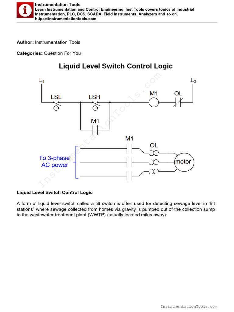 Liquid Level Switch Control Logic | PDF | Switch | Instrumentation