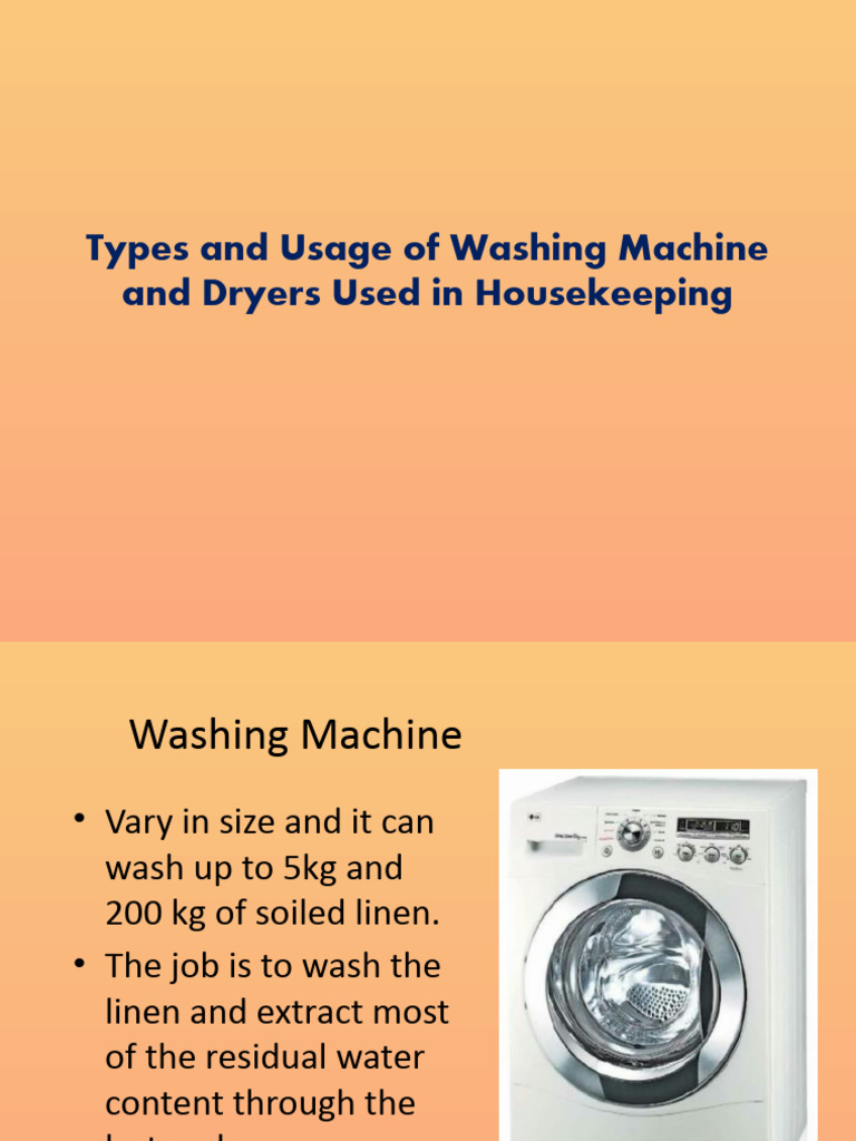 Types and Usage of Washing Machine and Dryers | PDF | Washing Machine ...