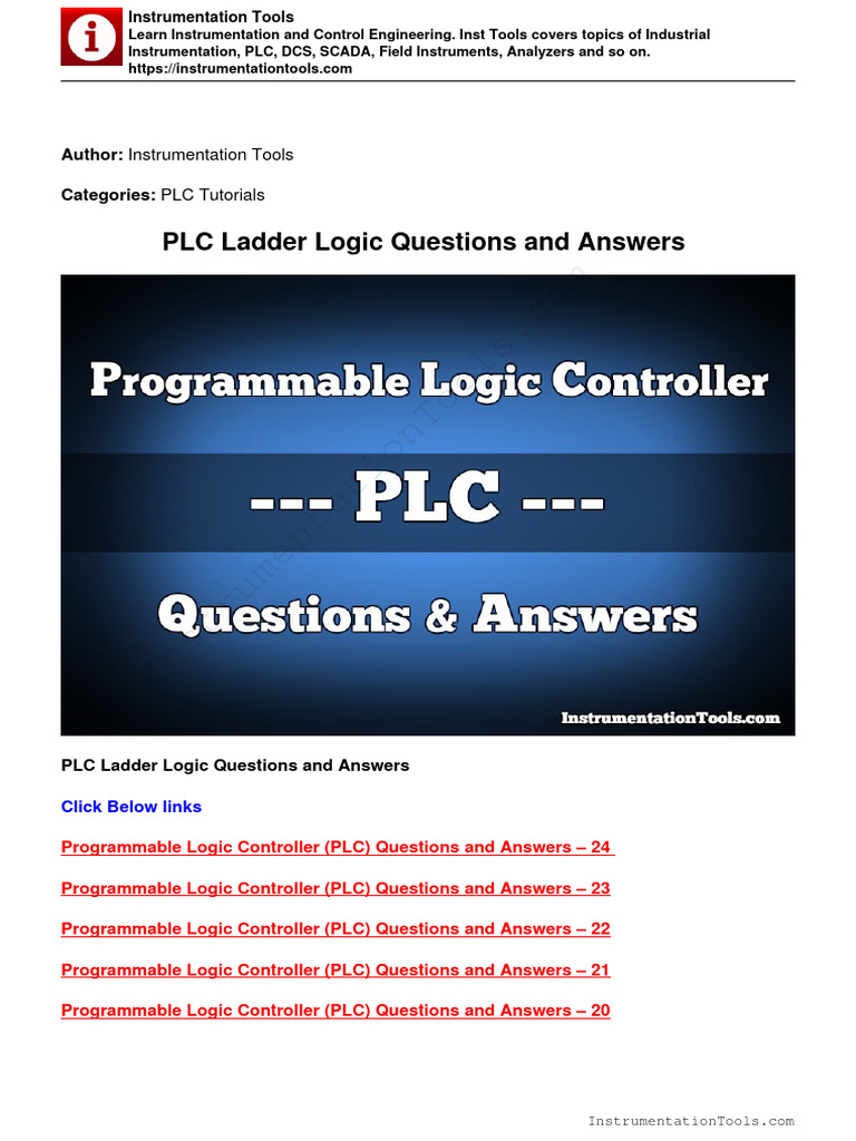 PLC Logic Questions and Answers | PDF | Programmable Logic Controller ... PLC Logic Questions and Answers | PDF | Programmable Logic Controller ...