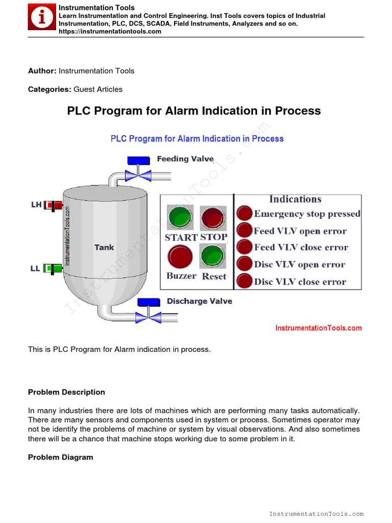 PLC Ladder Logic Example of Alarms | PDF | Programmable Logic Controller | Instrumentation