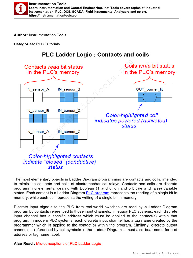 Ladder Logic Contacts and Coils | PDF | Programmable Logic Controller ...