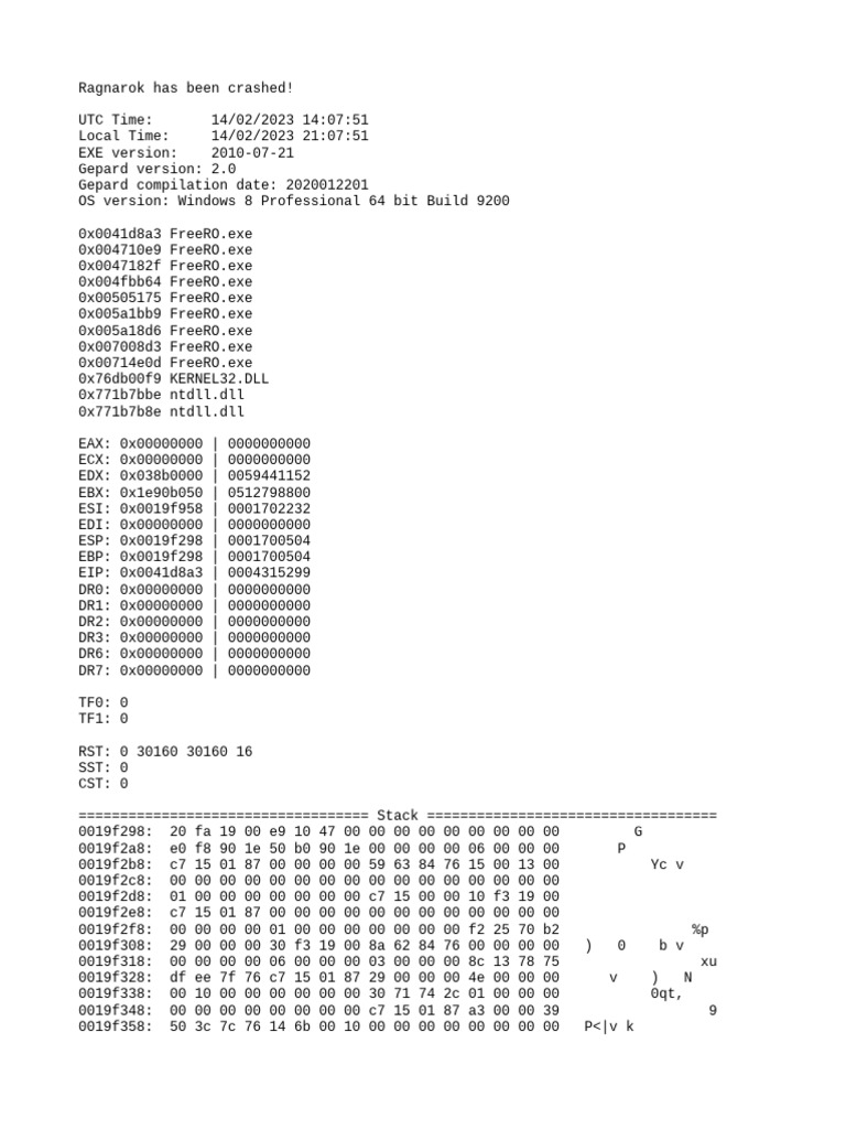Gepard Crash Log | PDF | Computer File | Ibm Pc Compatibles