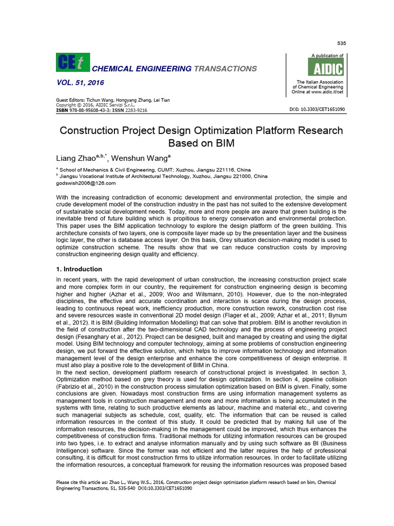 Construction Project Design Optimization Platform Research Based On BIM | PDF | Databases ...