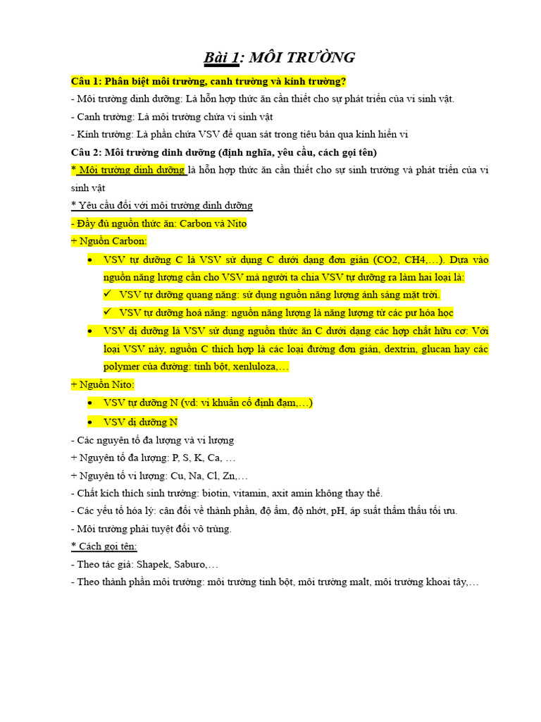 ôn tập TN VSV | PDF