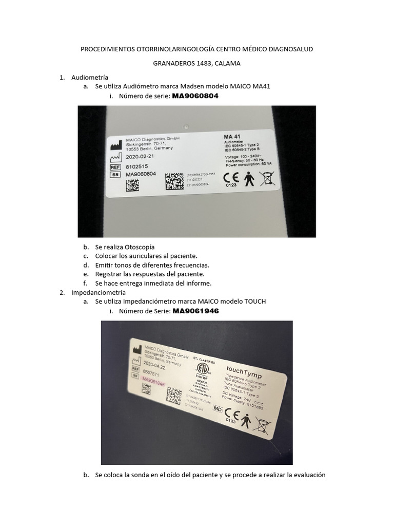 Procedimientos Orl Diagnosalud | Descargar gratis PDF | Medicina CLINICA | Especialidades Medicas