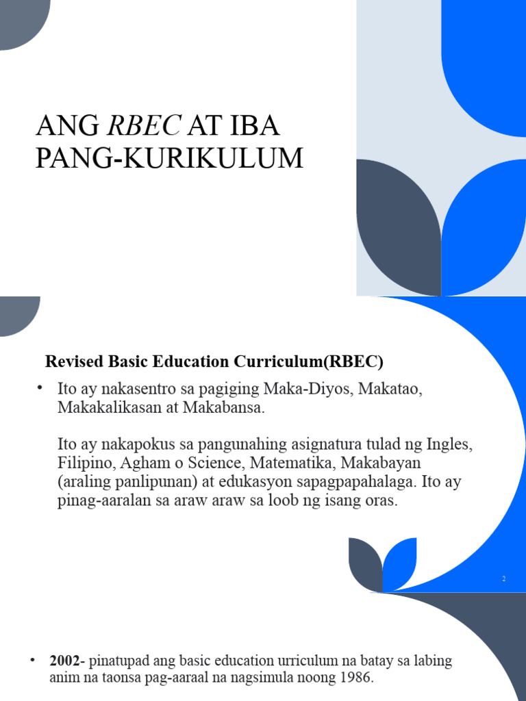 Ang Rbec at Iba Pang-Kurikulum | PDF