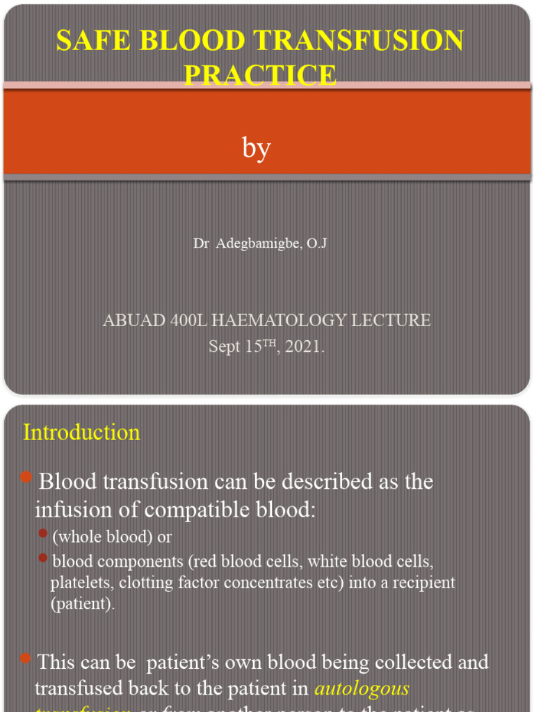 2. Safe Blood Transfusion Practice | PDF | Blood Transfusion | Blood ...