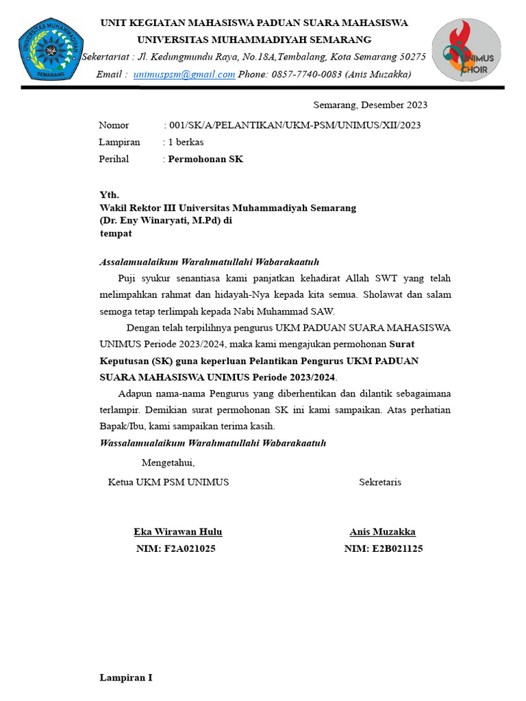 SK Ukm PSM Unimus | PDF