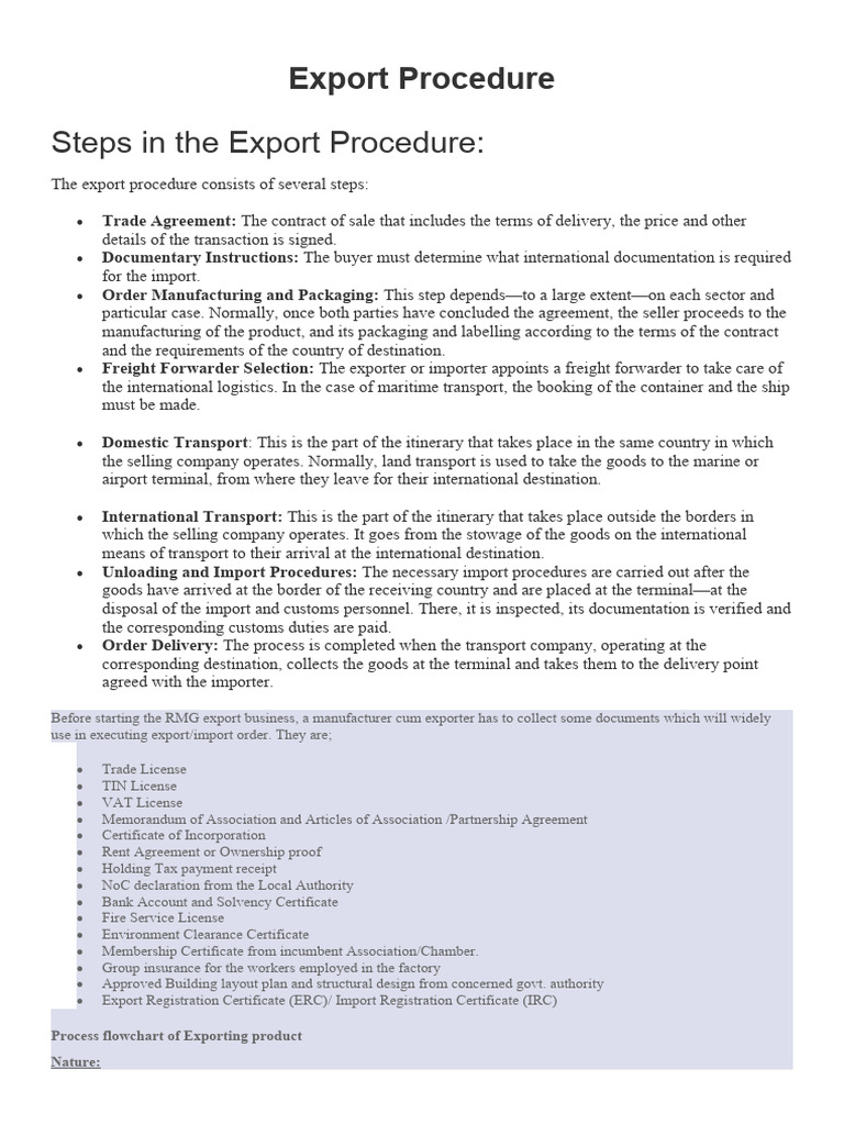 Export Procedure | PDF | Letter Of Credit | Invoice