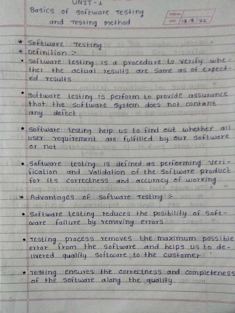 Unit - 1 (Basics of Software Testing & Testing Methods | PDF Unit - 1 (Basics of Software Testing & Testing Methods | PDF