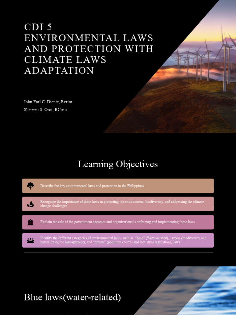 CDI 5 Environmental Laws and Protection With Climate Change Adaptation | PDF | Clean Water Act ...