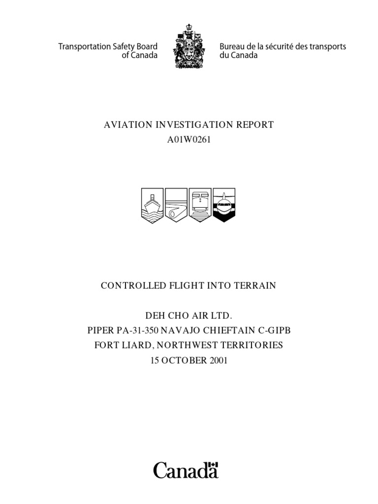 Aviation Investigation Report A01W0261 | PDF | Flight Recorder ...
