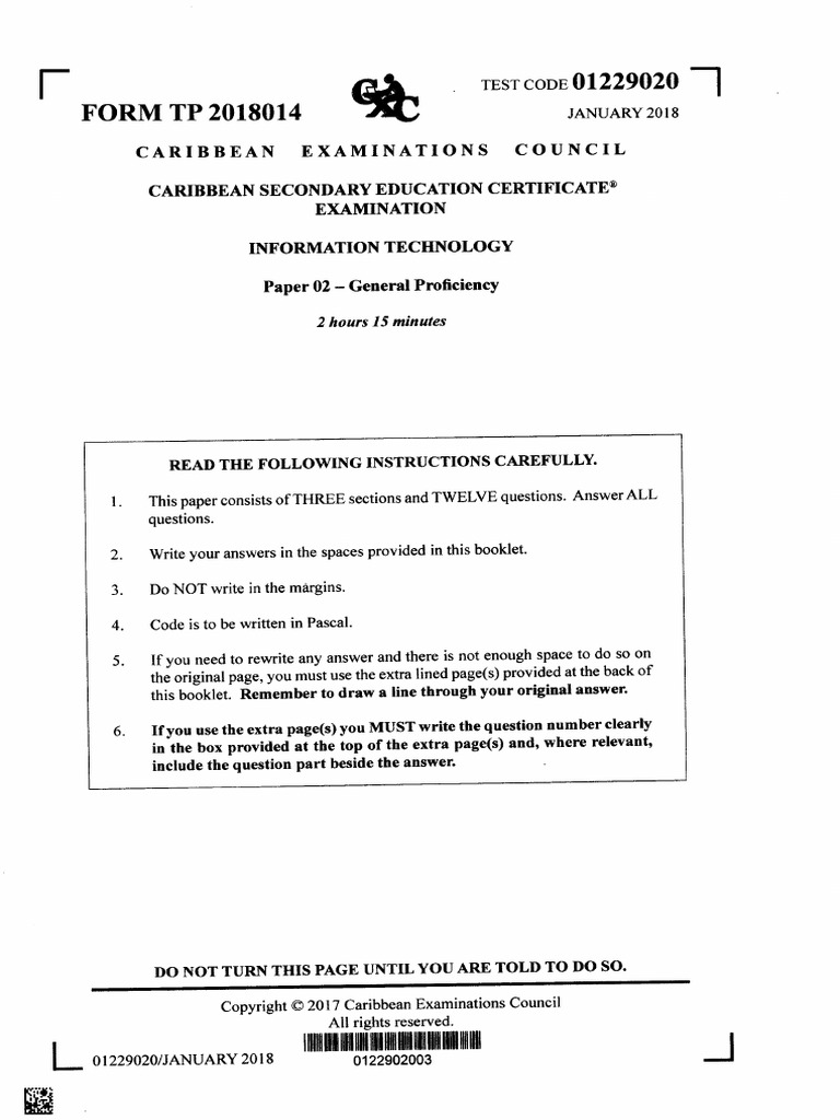 January 2018 P2 | PDF | Computer Data Storage | Printer (Computing)