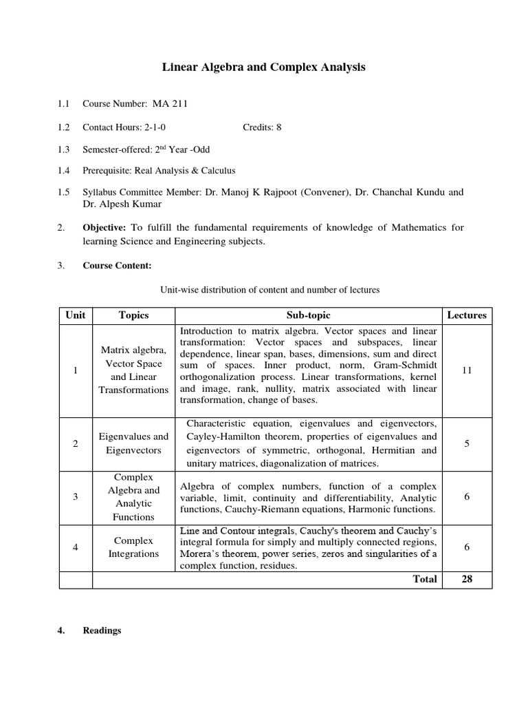 Linear Algebra Complex Analysis | PDF | Eigenvalues And Eigenvectors ...