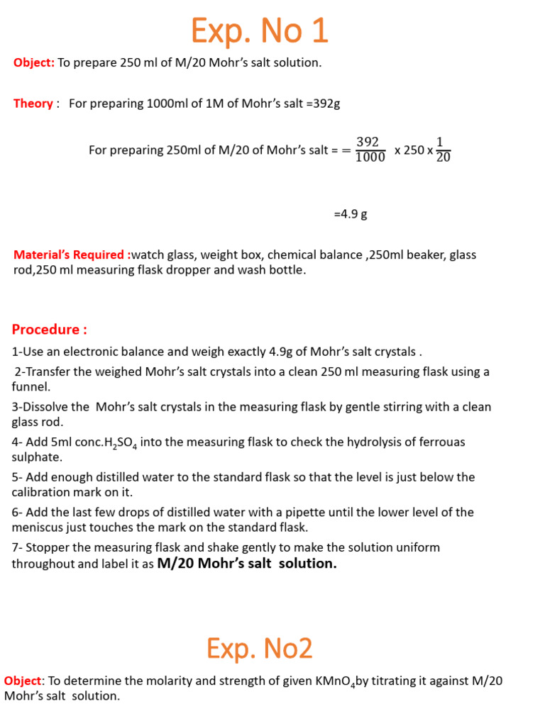Exp No 1 Volumetric Analysis PDF | PDF | Titration | Chemistry