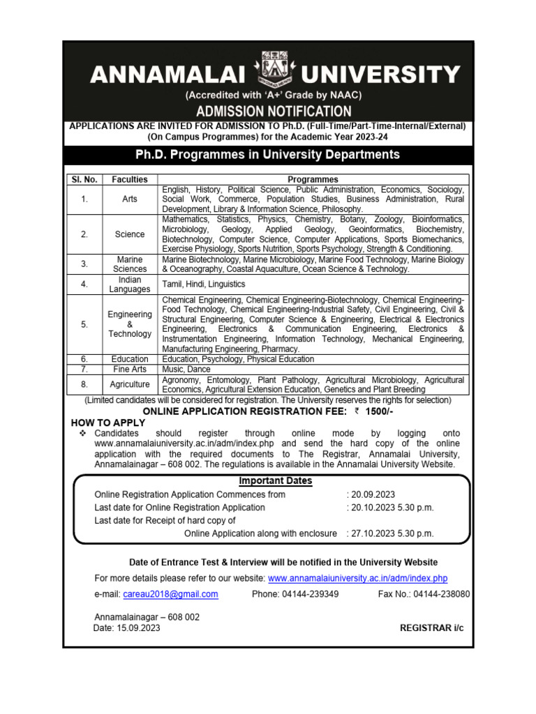 Notification Department 2023 24n | PDF | Science