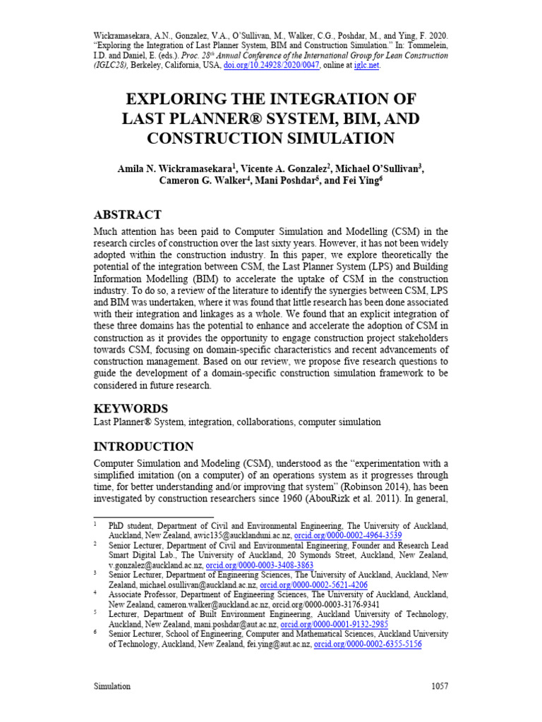Wickramasekara Et Al. 2020 - Exploring The Integration of Last Planner ... Wickramasekara Et Al. 2020 - Exploring The Integration of Last Planner ...