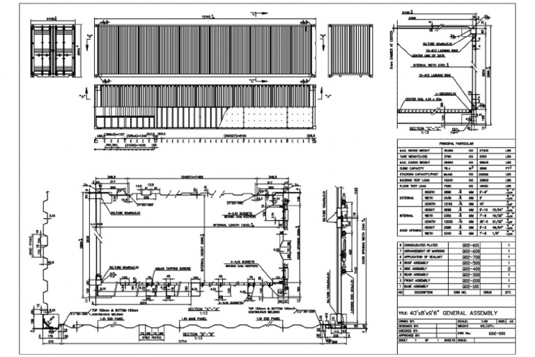 Shipping Container - 40HC - Dimension Drawing | PDF